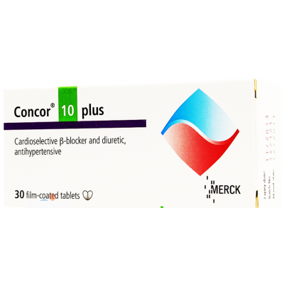 Concor ® 10 plus 10 / 25 mg ( Bisoprolol fumarate / Hydrochlorothiazide ) 30 tablets